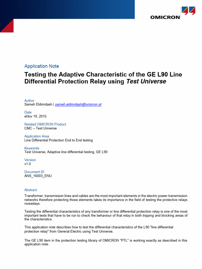 CMC Test Universe AppNote Testing Adaptive Characteristic GE L90 ...
