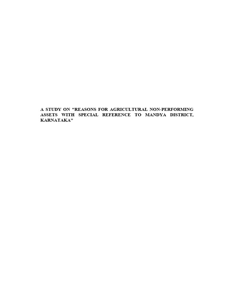 Non Performance Assets | PDF
