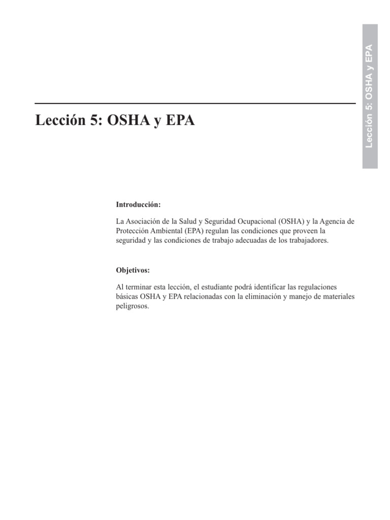U1l5 Osha - Epa | PDF