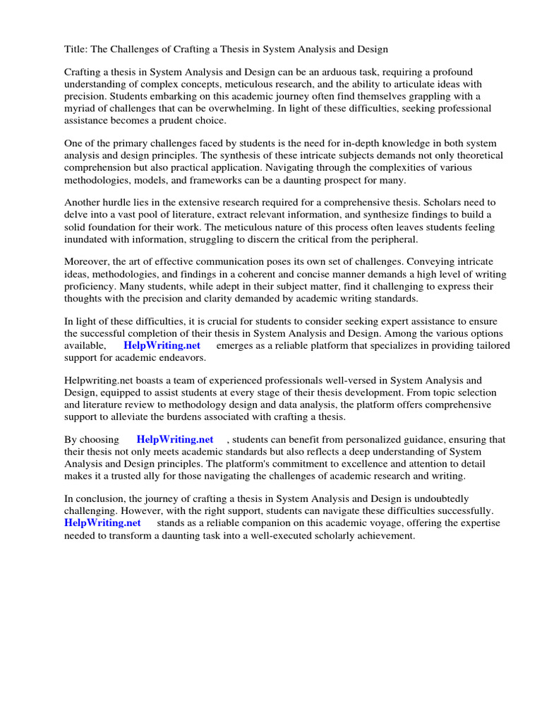 Thesis Challenges in System Analysis | PDF | Computers