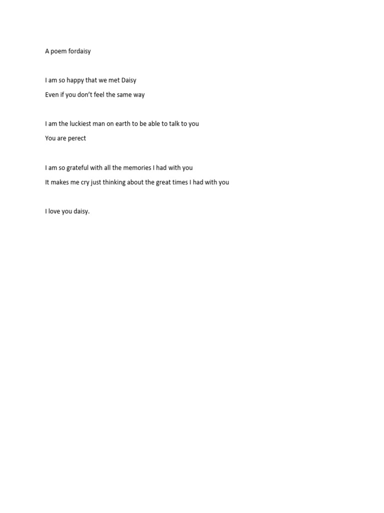 A Poem For Daisy | PDF