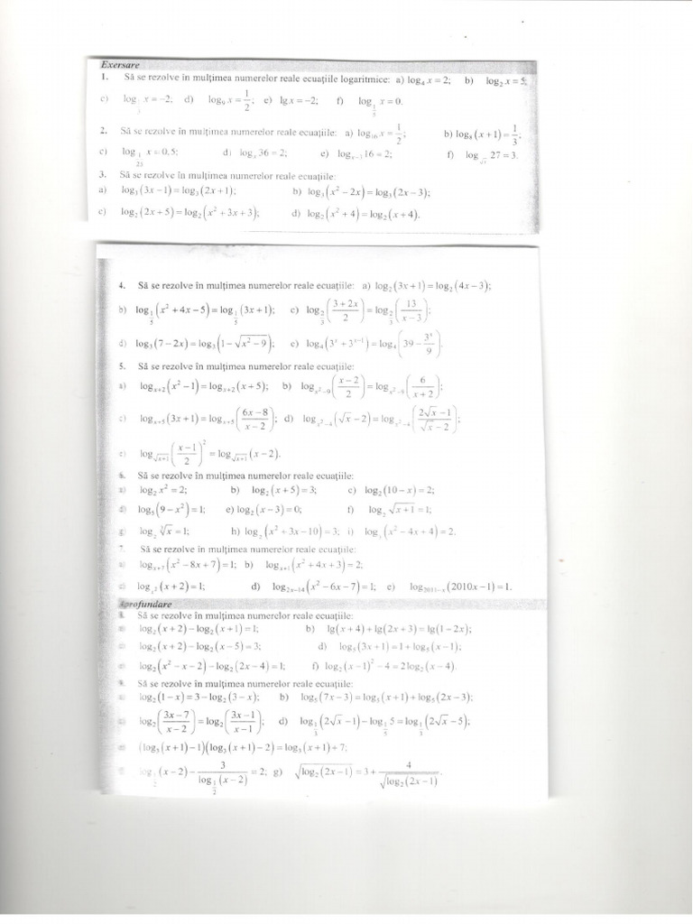 Exercitii Logaritmi | PDF