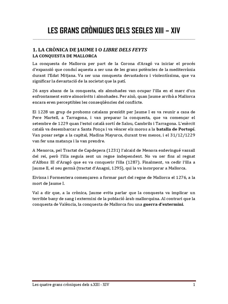 Les Quatre Grans Cròniques (Apunts) 2 | PDF