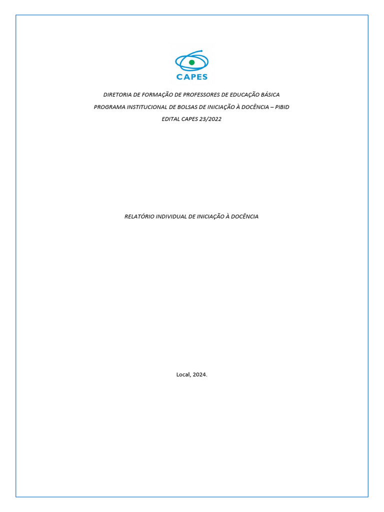 Modelo de Relatório Do Discente | PDF | Escolas