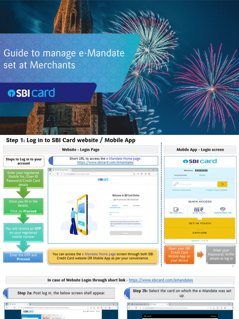 Manage SBI Card e-Mandates Guide | PDF