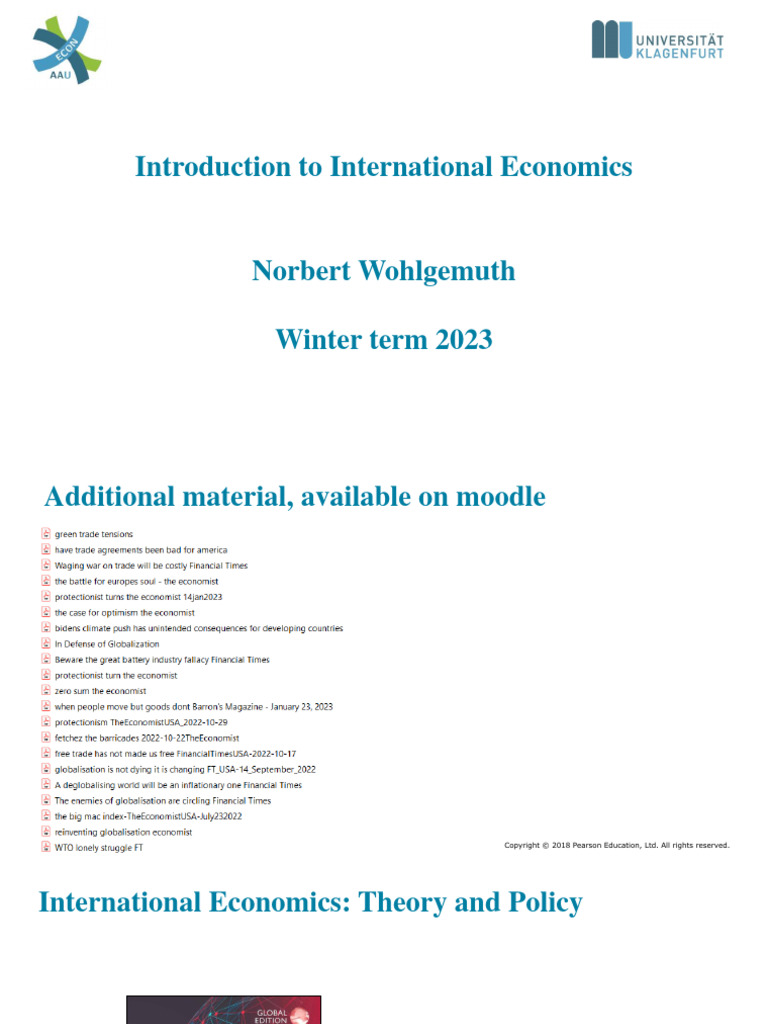 Introduction International Economics 2023 | PDF | Comparative Advantage | Exchange Rate