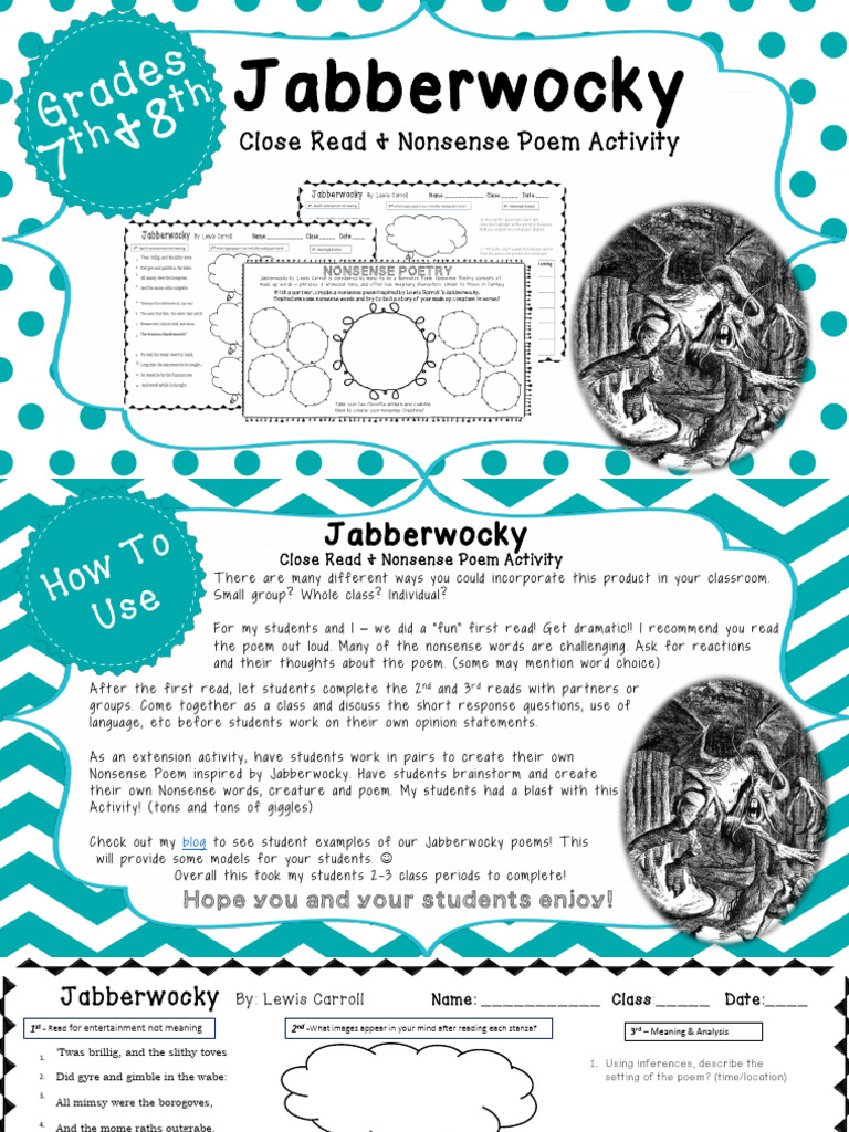 Jabberwocky Close Reading Activity | PDF