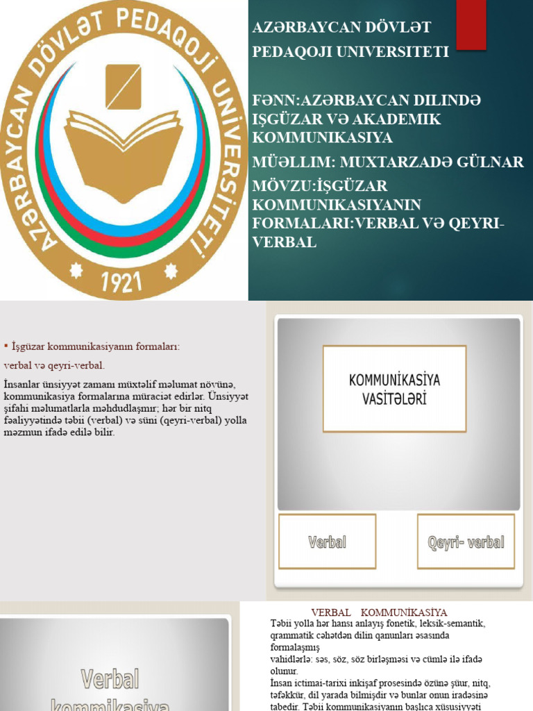 Azərb. D. Işg. Ak. Kom. Verbal VƏ Qeyri Verbal Kopyası | PDF