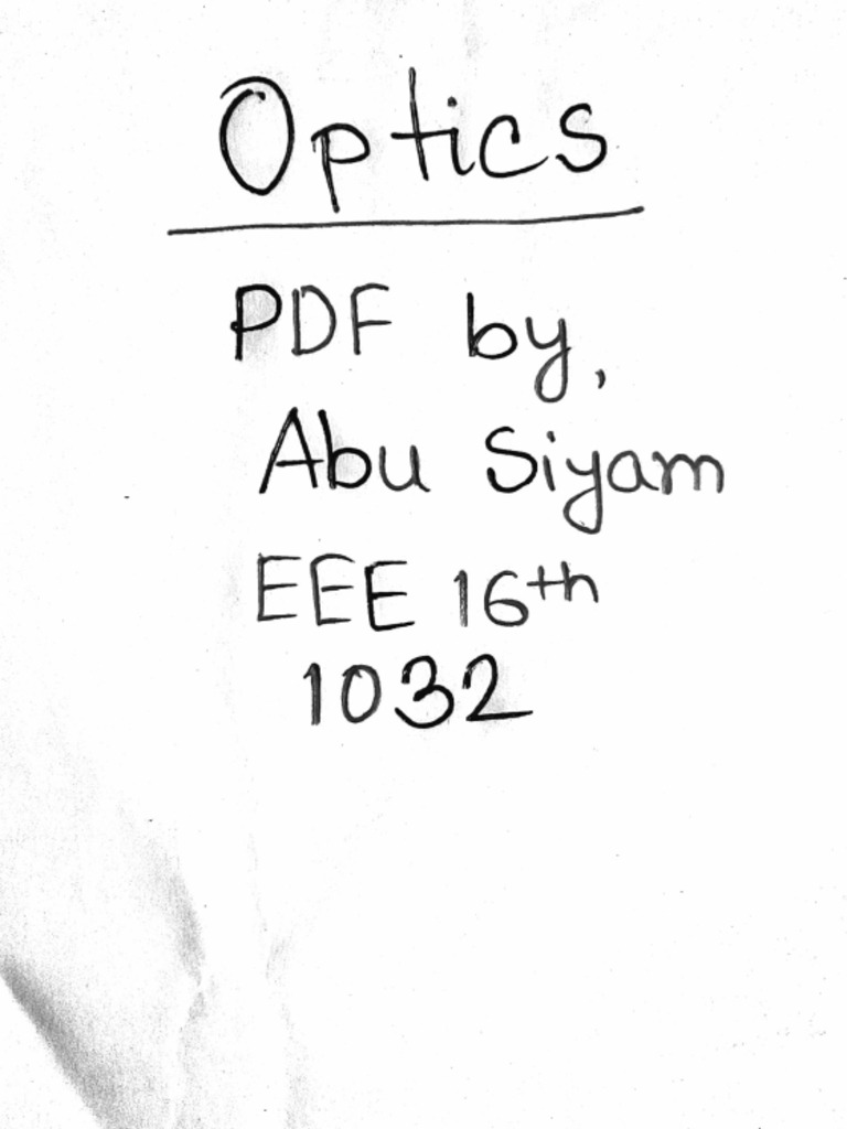 Optics - Nurul Sir - Physics | PDF