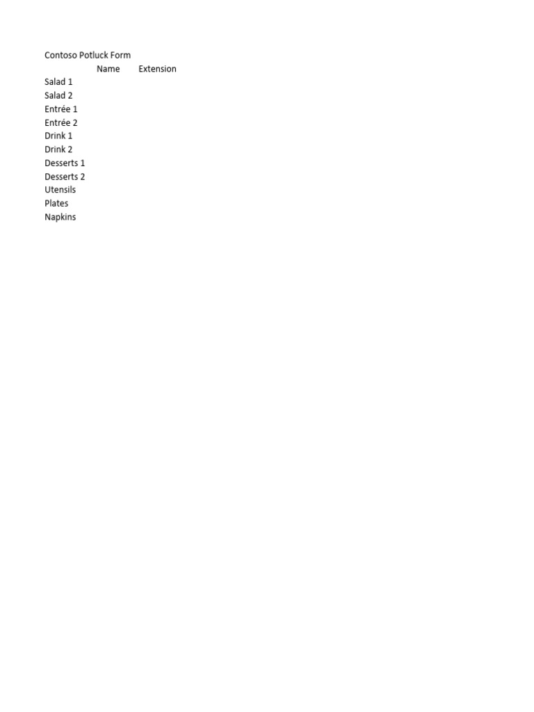 03 Contoso Potluck | PDF | Cooking, Food & Wine | Wellness