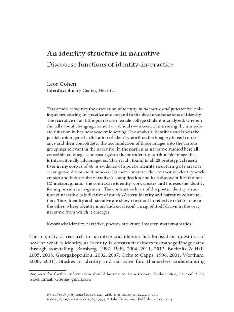 An Identity Structure in Narrative Disco | PDF