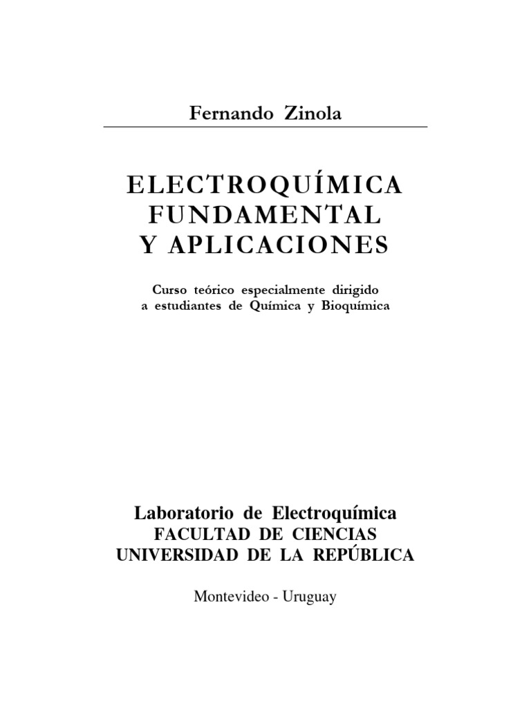 Electroquímica Fundamental y Aplicaciones LIBRO | PDF