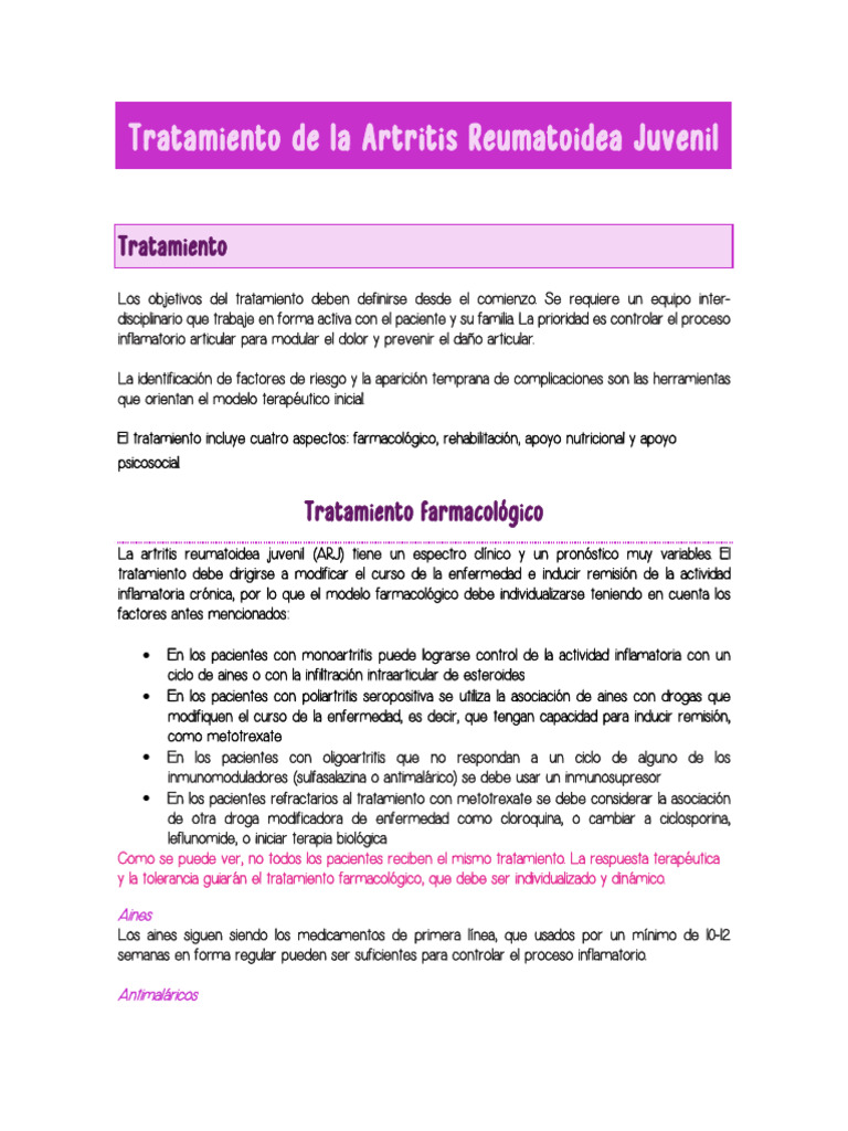 Tratamiento Integral de ARJ | PDF | Artritis Reumatoide | Droga anti ...