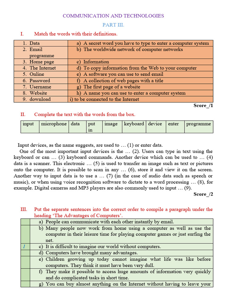 Communication and Technology Basics | PDF | Internet | Computer Keyboard