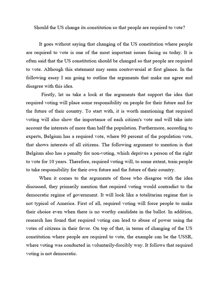 Essay For Analysis | PDF | Voting | Citizenship