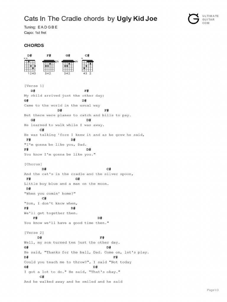 Cats in The Cradle Chords Halbton Höher | PDF