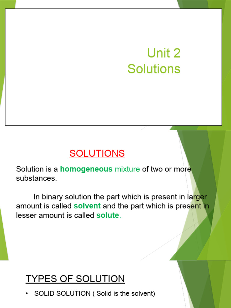 Solutions Ppt | PDF | Solvation | Solubility
