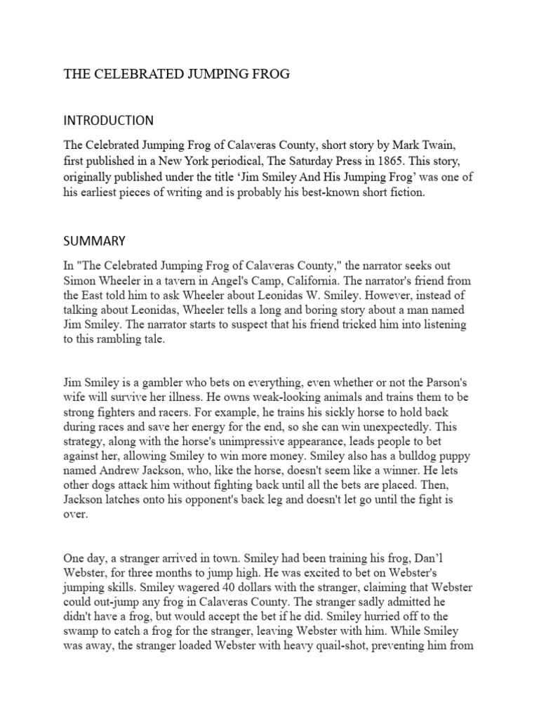 THE CELEBRATED JUMPING FROG | PDF