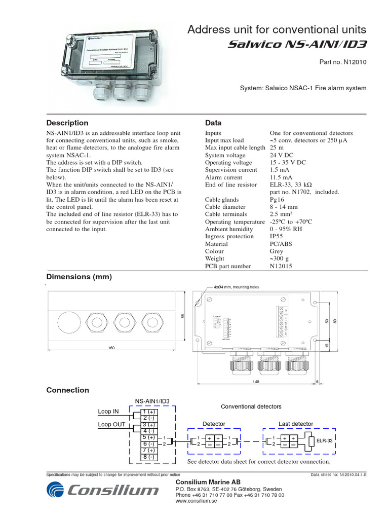 N12010 - NS-AIN1ID3 - Address Unit For Conventional Units | PDF