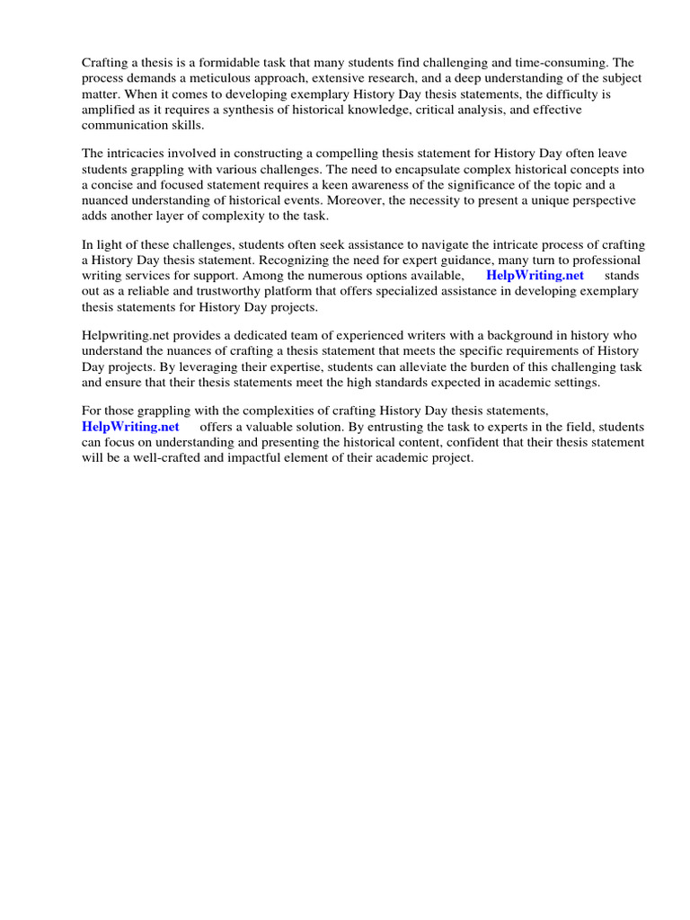 History Day Thesis Statement Guide | PDF