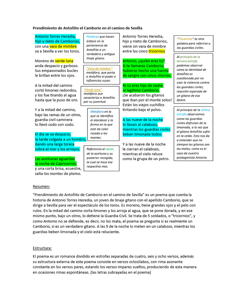 Prendimiento de Antoñito el Camborio | PDF | Rima