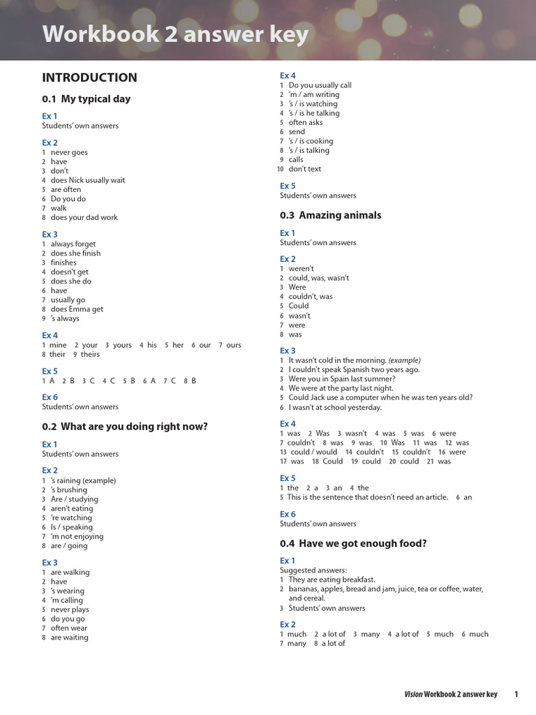 Vision L2 WB Answer Keys | PDF