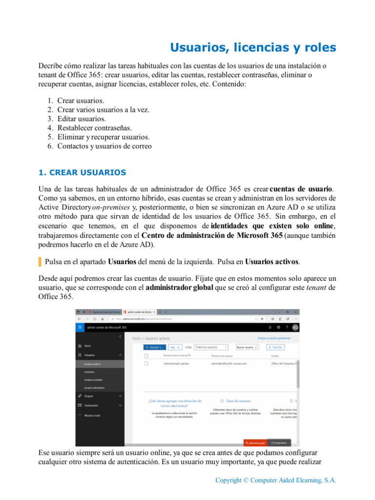 Manual - Lec04 Usuarios y Licencias Office 365 | PDF