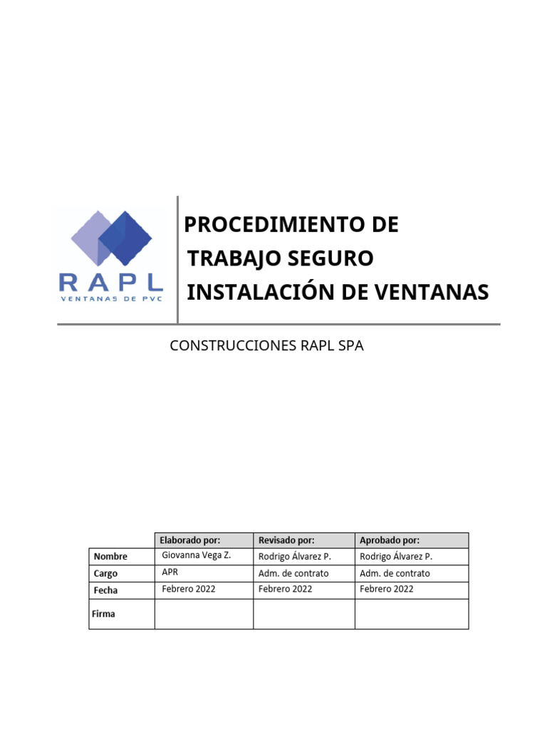 Procedimiento Instalacion de Ventanas | PDF Procedimiento Instalacion de Ventanas | PDF