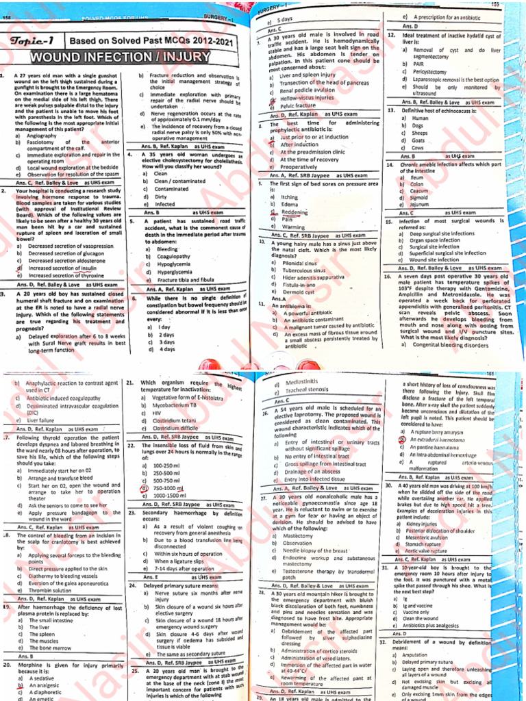 Surgery 1 Past Mcqs | PDF