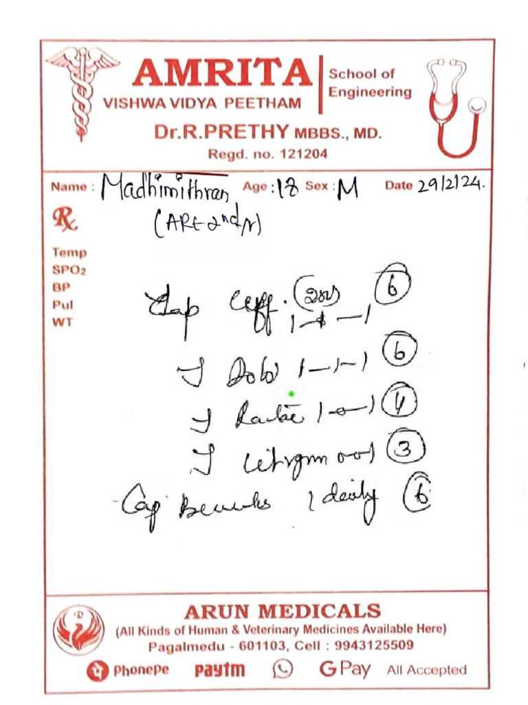 Mathi Prescription For Chironic Clinical | PDF