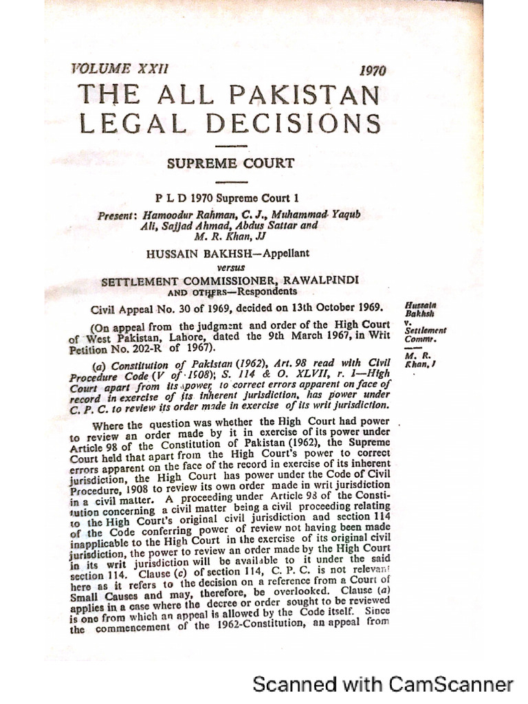 PLD 1970 SC 1 | PDF