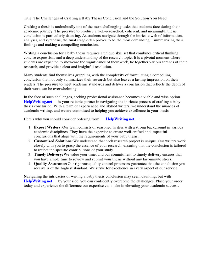 Example of Baby Thesis Conclusion | PDF | Essays | Thesis