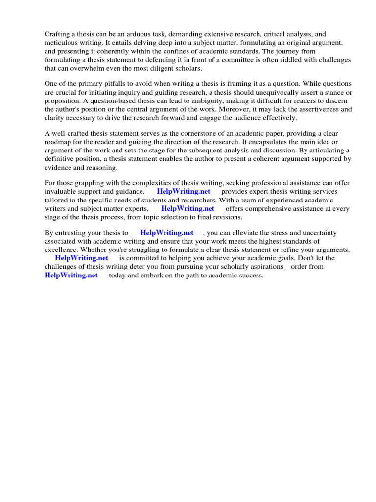 Thesis Statements: Avoiding Questions | PDF | Career & Growth