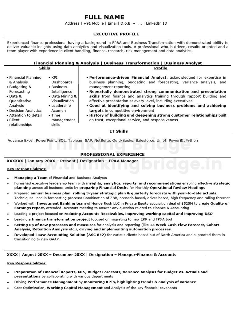 TB FPA Resume Template | PDF | Financial Analyst | Analytics
