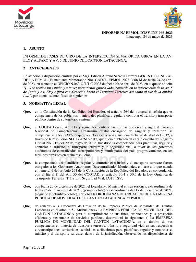 Informe N.º Epmol DTSV Inf 066 2023 | PDF