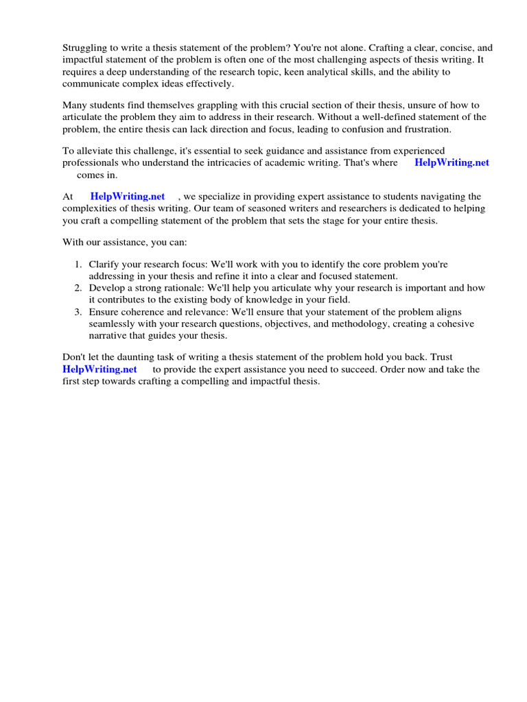 Thesis How To Write Statement of The Problem | PDF | Thesis | Methodology