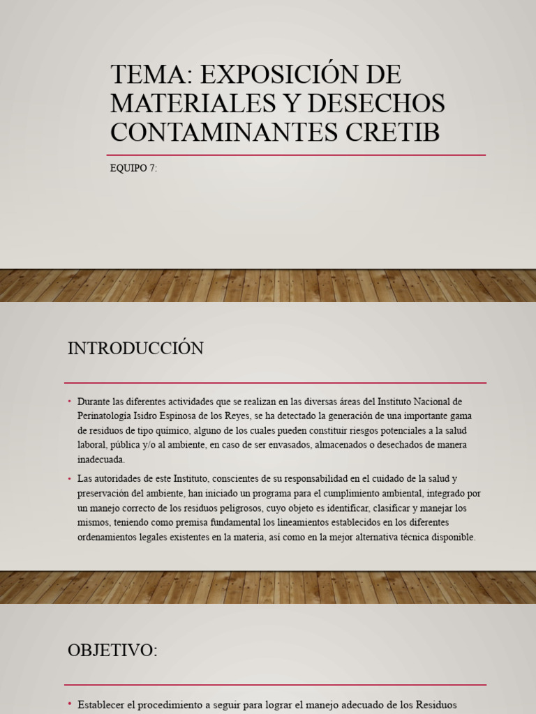 Practica Exposición de Materiales y Desechos Contaminantes CRETIB | PDF ...
