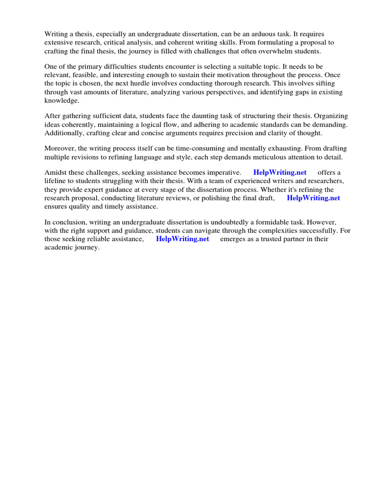 Undergraduate Thesis Writing Guide | PDF