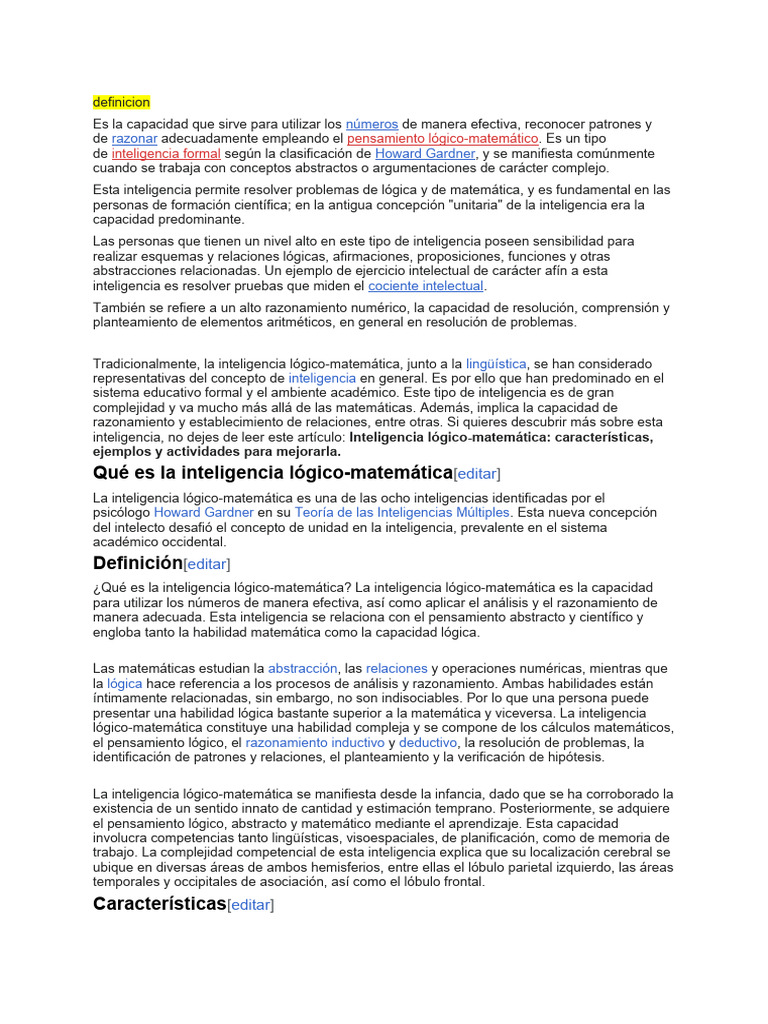 Inteligencia Lógico-Matemática | PDF | Ciencia y matemáticas