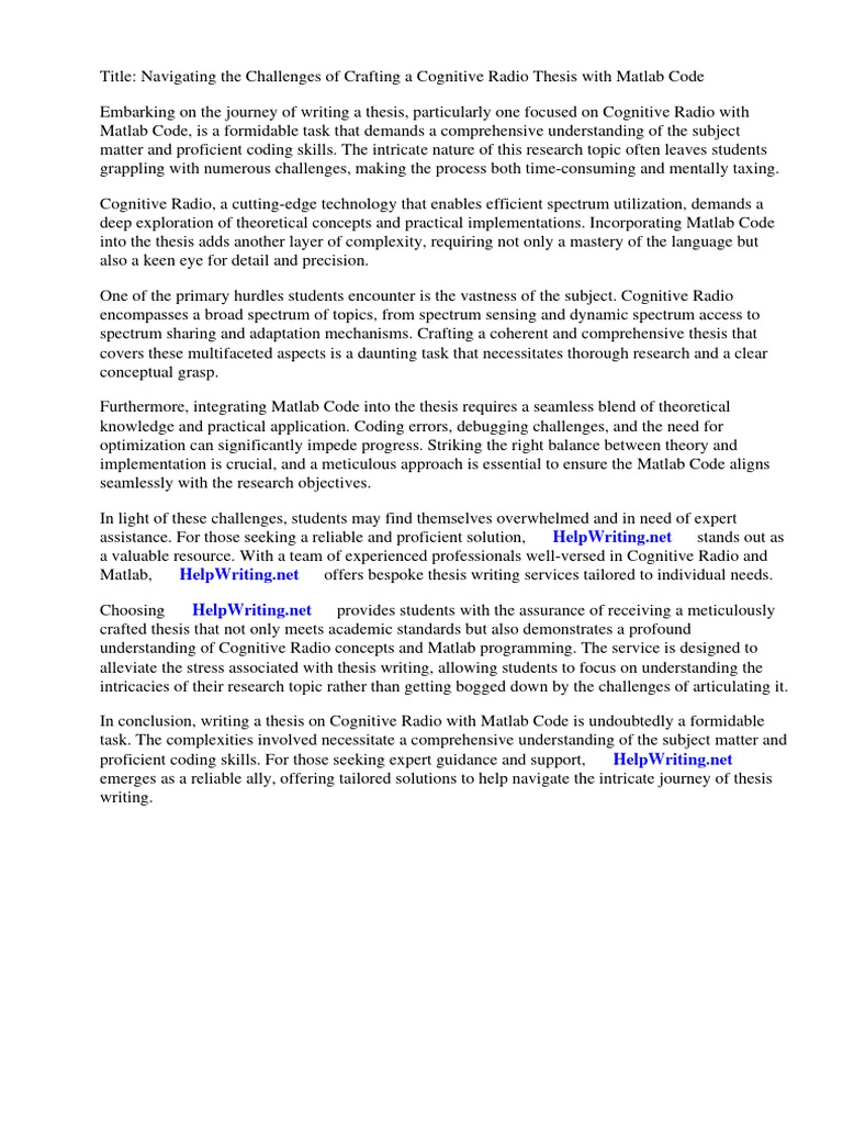 Cognitive Radio Thesis With Matlab Code | PDF