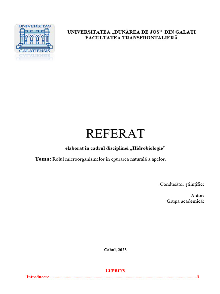 Referat Microorganismelor | PDF