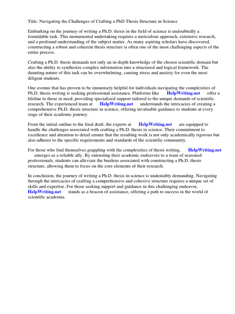 Phd Thesis Structure Science | PDF | Thesis | Doctor Of Philosophy