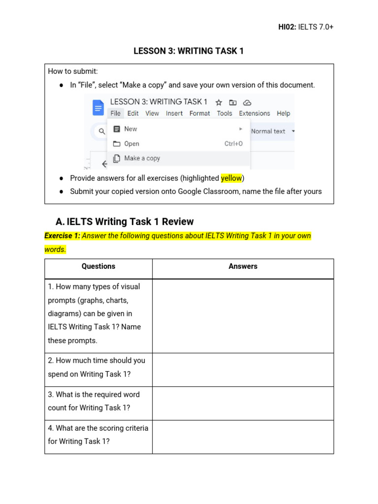 LESSON 3_ WRITING TASK 1 | PDF