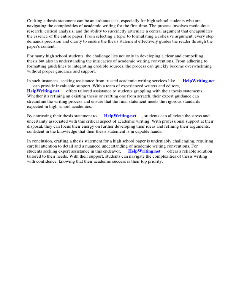 Thesis Statements High School | PDF | Essays | Thesis