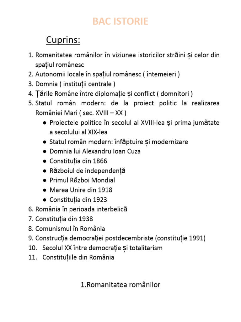BAC ISTORIE - Toate Lecțiile | PDF