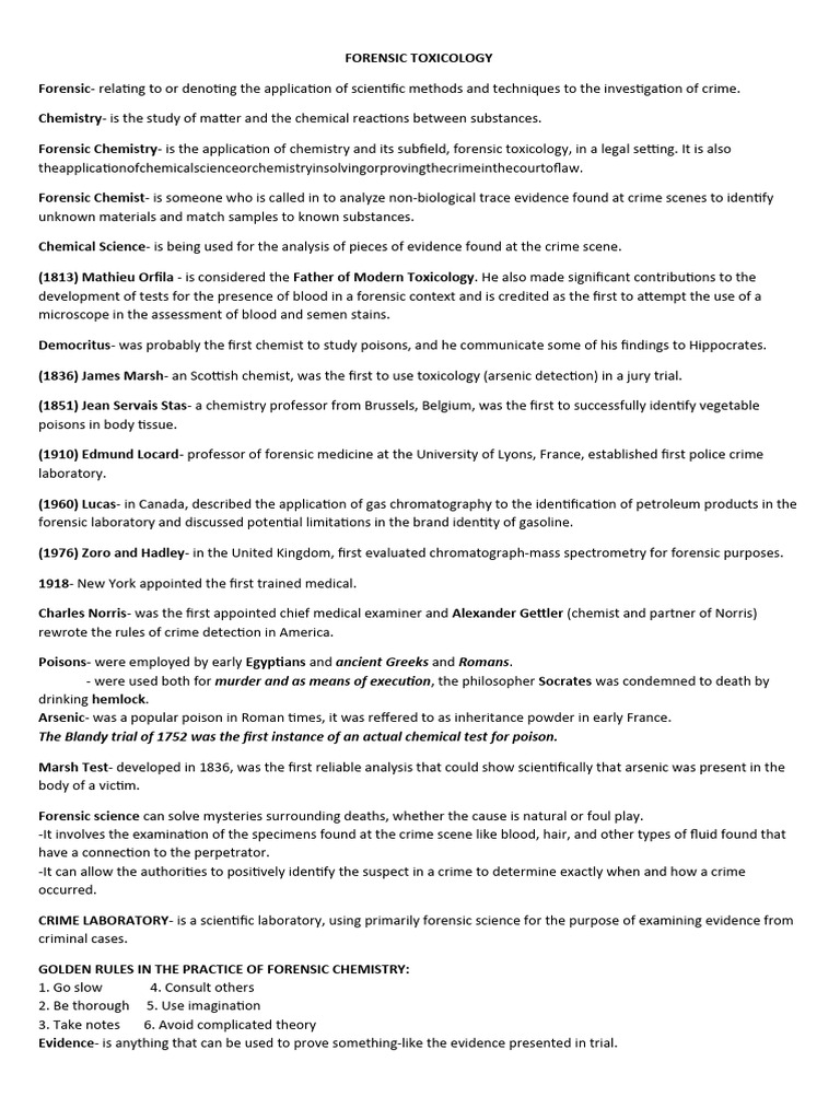 Forensic Toxicology Notes Pdf Forensic Science Opium