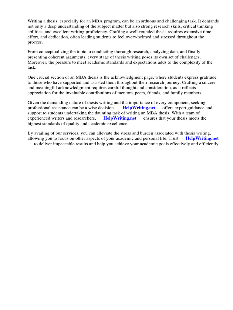 Sample of Acknowledgement For Mba Thesis | PDF | Career & Growth