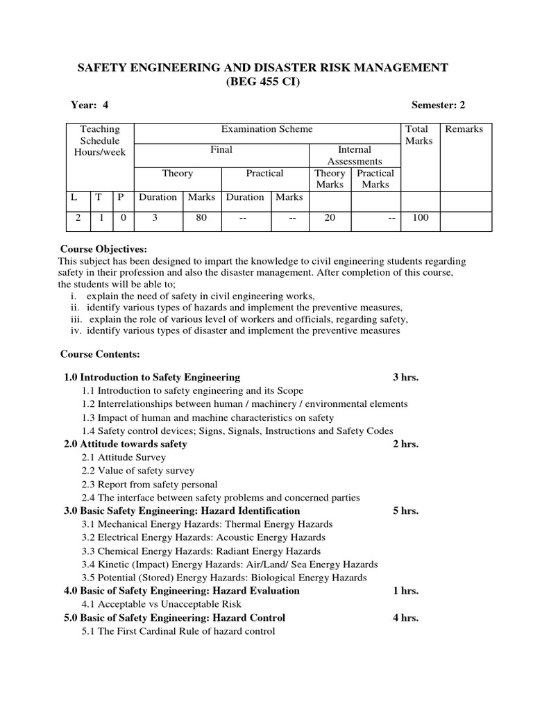 Safety Engineering&Disaster Risk Management | PDF | Hazards | Engineering