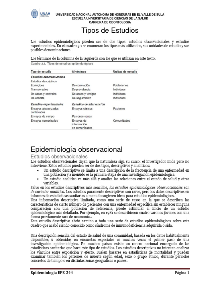 Tema #3 Tipos de Estudios Epidemiologicos | PDF