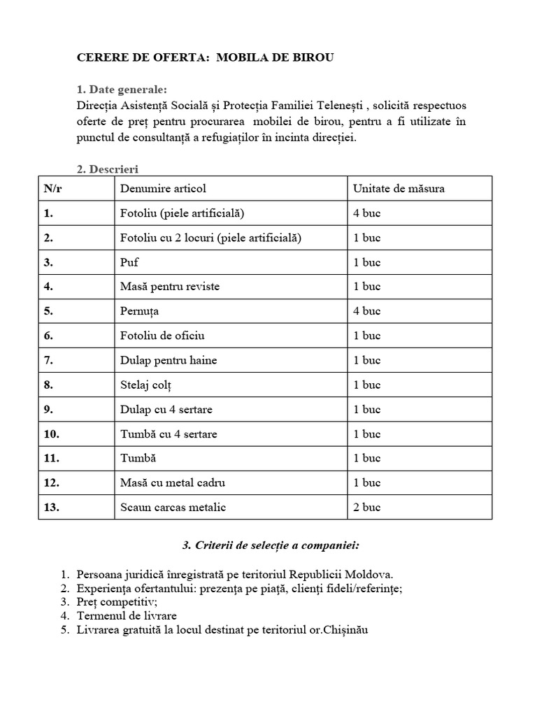 Cerere de Oferta | PDF